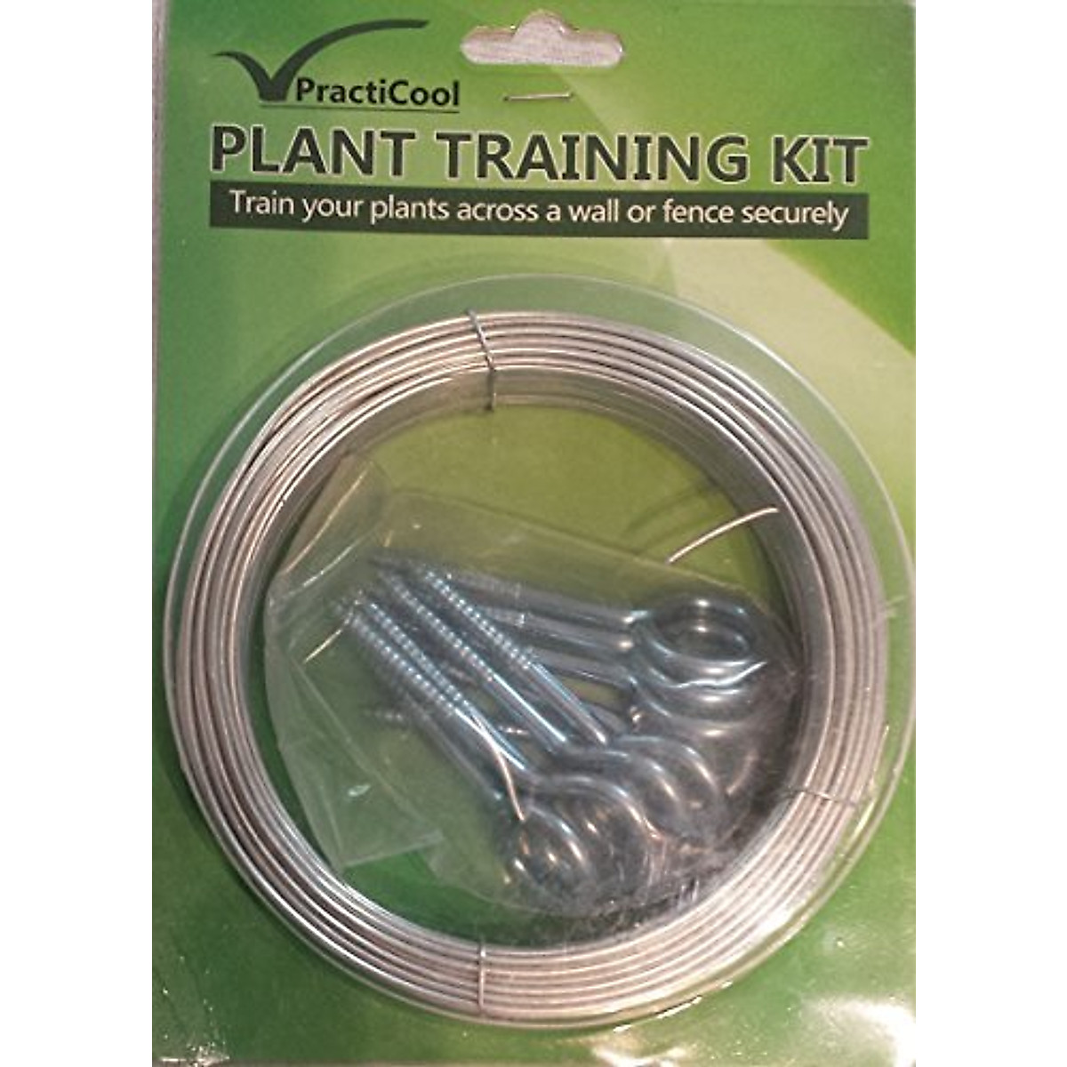 Practicool 98 feet Galvanised Garden Wire, Bonus 10 Vine Eye Screws