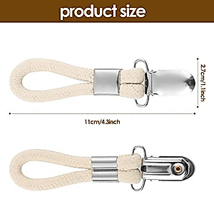 Towel Clips 8 Pcs Tea Towel Hanging Holder Clothing Home Beige Loop Cotton Metal Steel Organizer Small Item Hanger Clips for Outdoor Beach Caravan Camping Hanging Rack