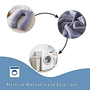 ELNIDO QUEEN Pregnancy Body Pillows with Velvet Cover,U Shaped Full Long Maternity Pillow, Support for Back/Neck/Leg and Belly 55 inches Grey