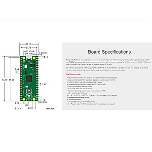 Pre-soldered Raspberry Pi Pico Microcontroller Mini Development Board with Header,Based on RP2040 Chip, Dual-core Arm Cortex M0+ Processor, High-Performance
