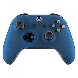 eXtremeRate Foggy Clear Blue Faceplate Cover for Xbox One Wireless Controller (Model 1708), Custom Case Replacement Front Housing Shell for Xbox One S & Xbox One X Controller - Controller NOT Included