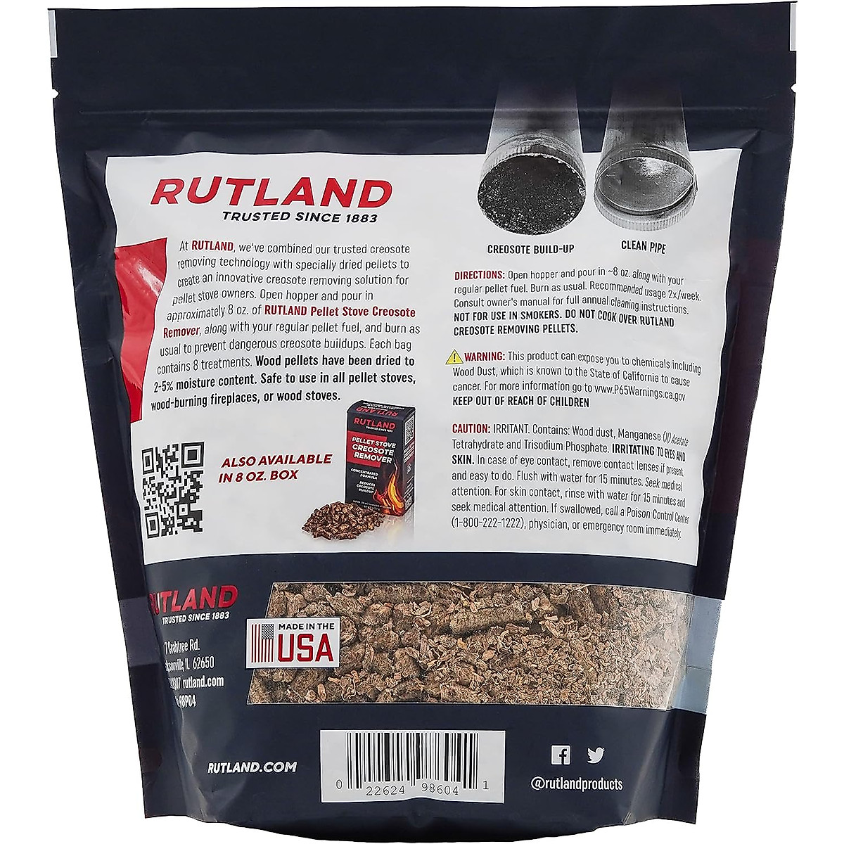RUTLAND PRODUCTS Pellet Stove Creosote Remover, Chimney & Flue Cleaning Wood Pellets, 4 Pound Bag
