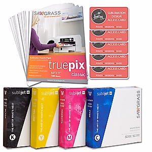 Sawgrass UHD Virtuoso SG500 Sublimation Color Printer Starter Bundle with Paper, Inks, Blanks, Designs