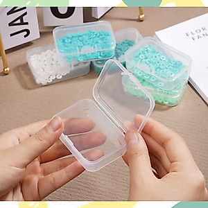 ISKYBOB 6 Packs Rectangle Small Clear Plastic Storage Containers Box Case with Hinged Lid Crafts Organizer for Crayons, Bobby Pin, Beads (2.6 x 1.8in)