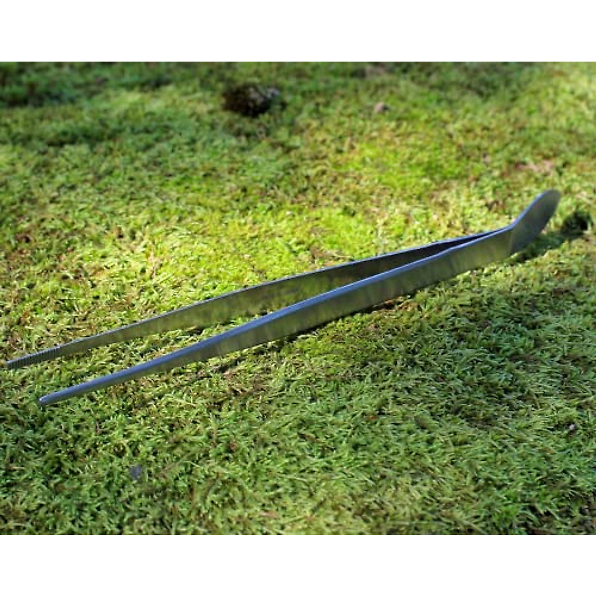 KAKURI Bonsai Tweezers Straight Serrated Tips with Spatula 8.8" Professional Bonsai Tool, Japanese Stainless Steel, Silver, Made in JAPAN