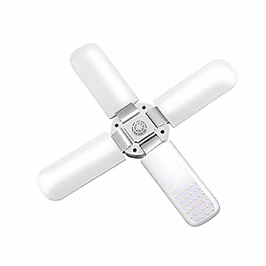 Intpro LED Garage Light, Deformable Garage Ceiling Light,60W 6000LM E26/E27 Super Bright Bulb,6500K Daylight High Bay Light Lamp with 4 Adjustable Panels,Utility Shop Light