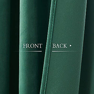 StangH Pine Green Velvet Curtains 96 inches Long, Room Darkening Window Drapes Elegant Home Decoration for Bedroom/Party Backdrop/Dining Room, W52 x L96, 2 Panels