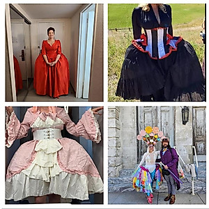 Pannier Petticoat Women Victorian Bustle Cages Hoop Skirt Cage Skirt for Women (Black 4 Hoops)