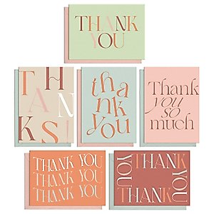S&O Boho Thank You Cards with Envelopes - Blank Thank You Cards for Handwritten Messages - Thank You Notes with Envelopes Set of 24 - Assorted Thank You Cards for Teachers with Color Envelopes