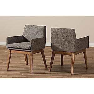 Baxton Studio Nexus Dining Arm Chair in Gray and Brown (Set of 2)