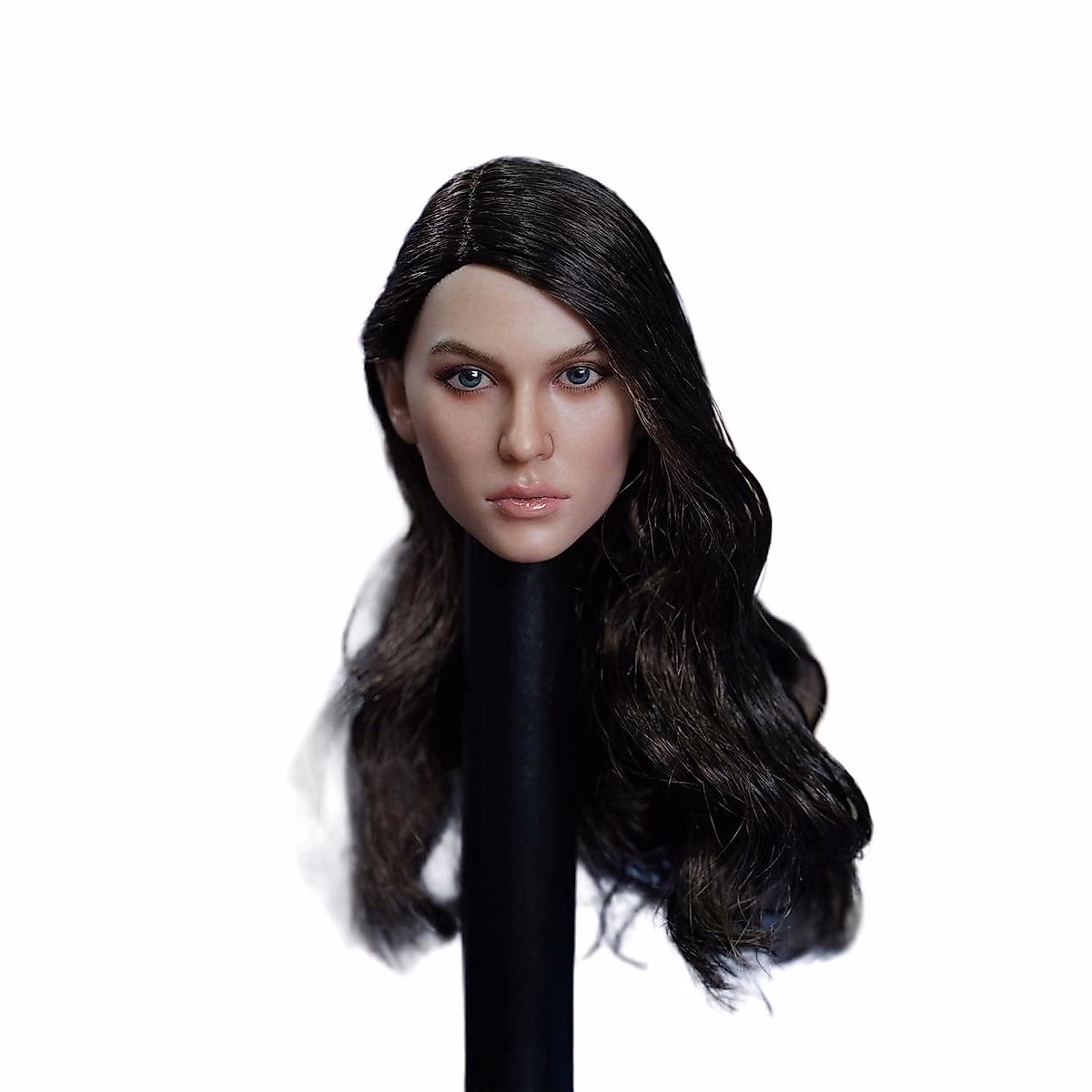 1/6 Scale Female Head Sculpt,Beauty Russian Girl Suntan Skin Planted Hair Head Carved for 12inch Female Soldier Action Figure Body Collection (Long Curls Hair)