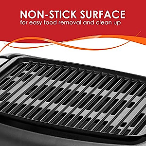 Elite Gourmet EGL-3450 Smokeless Indoor Electric BBQ Grill Dishwasher Safe, PFOA-Free Nonstick, Adjustable Temperature, Fast Heat Up, Low-Fat Meals Easy to Clean Design, Black