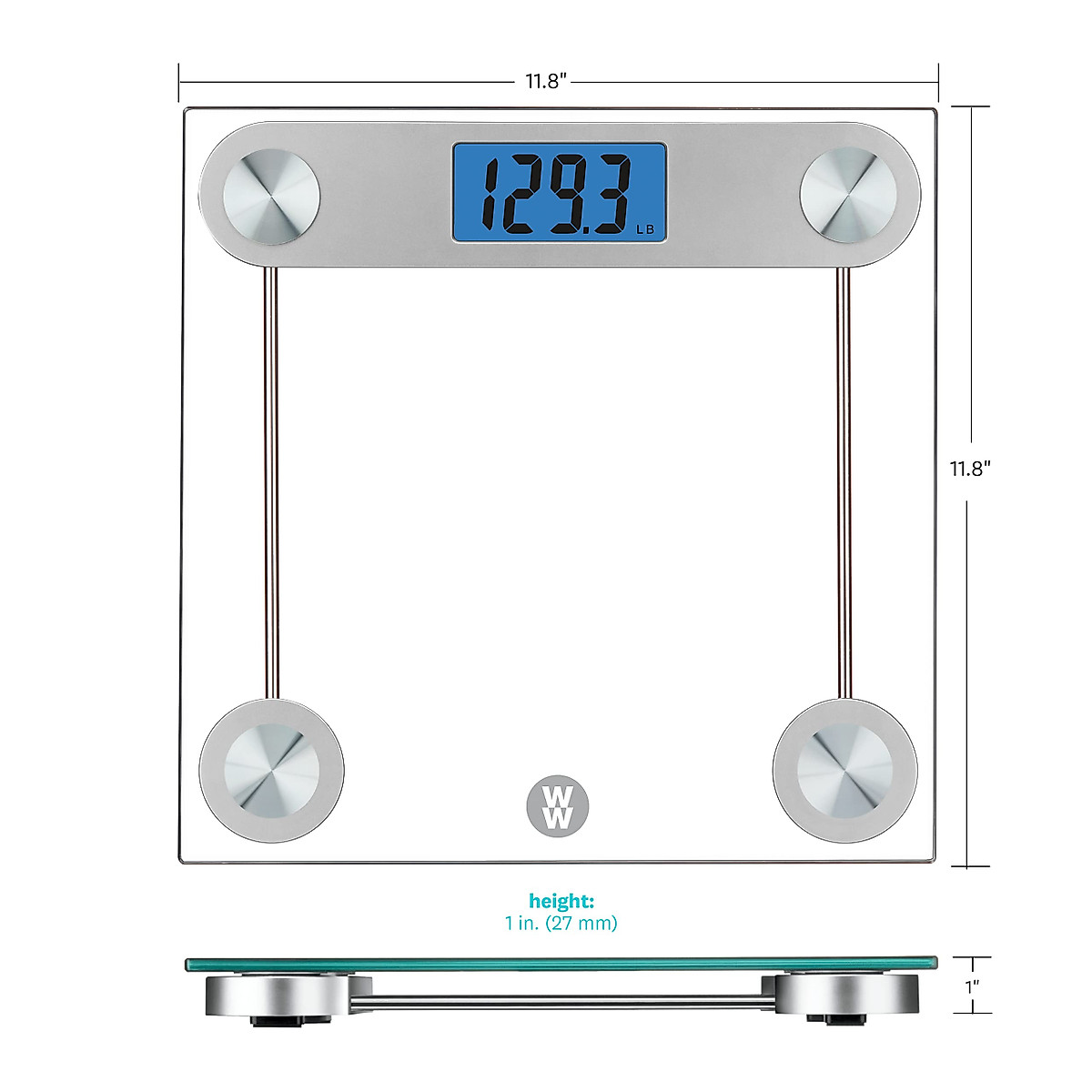 WW Scales by Conair Digital Glass Bathroom Scale, 400 Lbs. Capacity