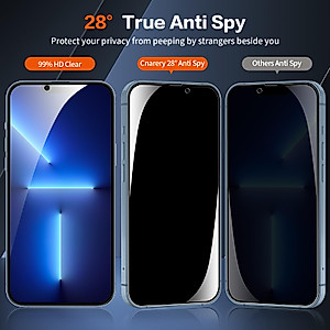 Cnarery [2+2 Pack] Privacy Screen Protector for iPhone 13 Pro Max 6.7 inch with Camera Lens Protector, Ture 28° Anti Peeping Anti Spy Tempered Glass Film, Bubble Free, 9H Hardnes