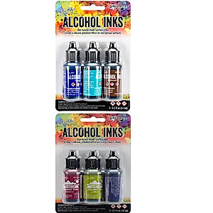 Tim Holtz - Ranger - Bundle of 6 Adirondack Alcohol Inks - Mariner and Farmers Market