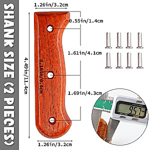 DOERDO 1Pair Wood Knife Handle Cutter Handle Replacement Kitchen Cutter Hand Grips with Nuts Rivets, 11.4CM