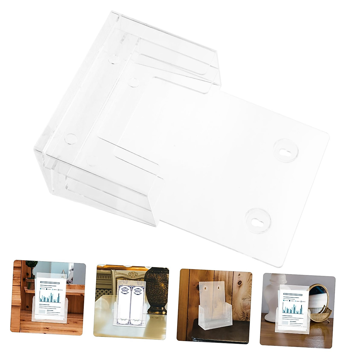 VOSAREA File Rack Document Stand Magazine Stand Display Shelves Display Shelf Ornament Display Stand Greeting Card Display Stand Office File Holder Acrylic Multi-layer Table Set A5