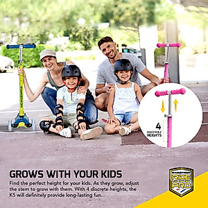 Swagtron K5 3-Wheel Kids Scooter with Light-Up Wheels | Quick Assembly | ASTM-Certified | Height-Adjustable for Boys or Girls Ages 3+ (Pink)