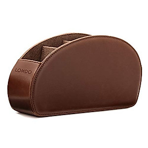 Londo Remote Control Holder with 5 Pockets - Store DVD, Blu-Ray, TV, Roku or Apple TV Remotes - PU Leather with Suede Lining - Slim, Compact Living or Bedroom Storage