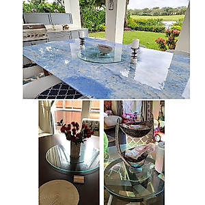 MOBYAT Glass Turntable for Table,Turntable Round Serving Plate,Extra-Large Lazy Susan with Aluminum Base Silent Bearing Rotating Tray for Kitchen Dining Table Transparent 80 cm (30 inch) Not Easy T