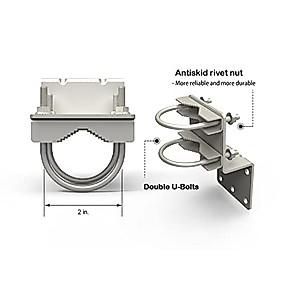 Technical Pole Mount Accessory for Outside Antenna(Signal Booster Antenna, Yagi Antenna, Antenna Expansion kit), Stronger Structure with Double U-Bolts (1 1/4" Diameter, 15 3/4" Length)