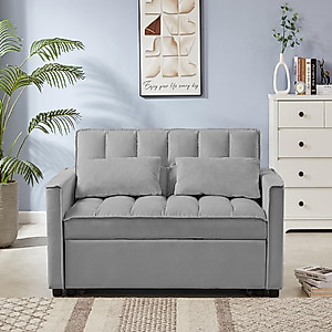 Eafurn Loveseat Pull, Gray Soft Velvet Couch Bed