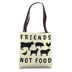 Friends Not Food Vegetarian Vegan Tote Bag