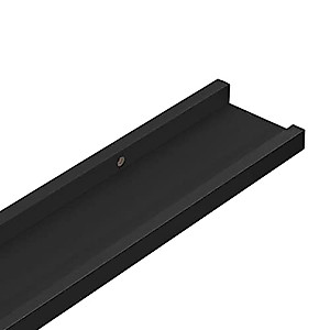 Natulvd Wall Shelves with Ledge, 31.5 Inch Floating Picture Ledge Shelf Set of 2, Narrow Wall Mounted Shelf for Decor and Display, for Bedroom, Living Room, Bathroom, Black