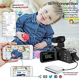 Video Camera Camcorder, 4K 48MP 60FPS IR Night Version Vlogging Camera 18X Zoom WiFi Digital Camera YouTube Recorder Camera with Microphone, 2.4G Remote Control, Handheld Stabilizer, Lens Hood