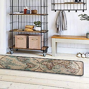 Bolaz Doormat Area Rug Mat A Genuine Old Stained World Map Runner Carpet for Bedroom Front Door Kitchen Indoors Home Decoration 72 x 24inch