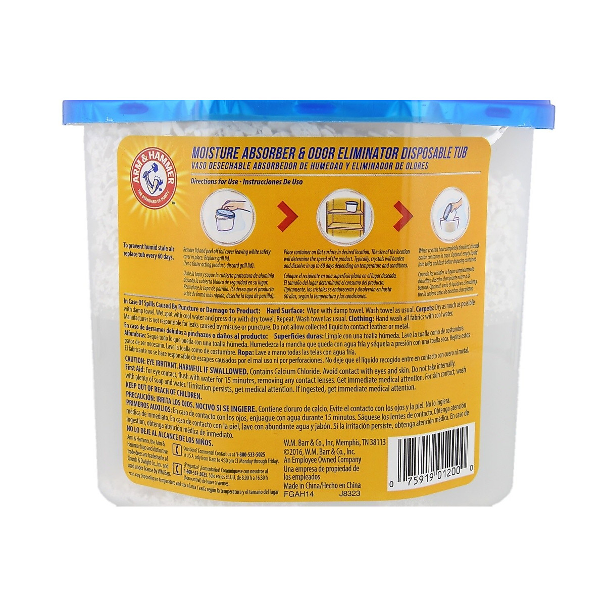 Arm & Hammer Moisture Absorber & Odor Eliminator 14oz Tub, 2 Pack - Eliminates Musty Odors & Freshens Air for Closets, Laundry Rooms, Mud Rooms