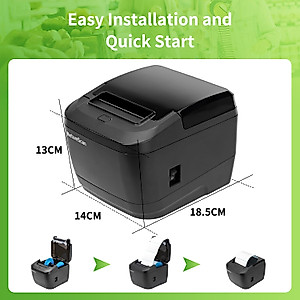 NetumScan 80mm Thermal Receipt Printer, USB POS Printer with Auto Cutter Cash Drawer, USB Serial Ethernet Interface Support Windows/Mac/Linux, Restaurant Kitchen Printer for ESC/POS