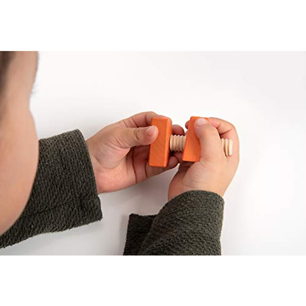 TickiT-74001 Rainbow Wooden Nuts & Bolts - Set of 14 - 7 Nuts and 7 Bolts in Matching Shapes & Colors - For Ages 12m+ - Loose Parts Wooden Toys for Toddlers and Preschoolers