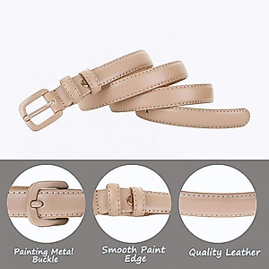 VOCHIC Trendy Women Leather Skinny Belts for Jeans Pants Thin Dress Waist Belt