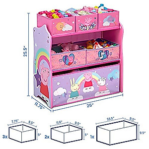 Delta Children Chair Desk with Storage Bin + Design and Store 6 Bin Toy Storage Organizer, Peppa Pig (Bundle)