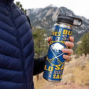 Rico Industries NHL Hockey Buffalo Sabres 22oz Stainless Steel Tumbler with Lid - Great For Coffee, Tea, Water or Cocktails