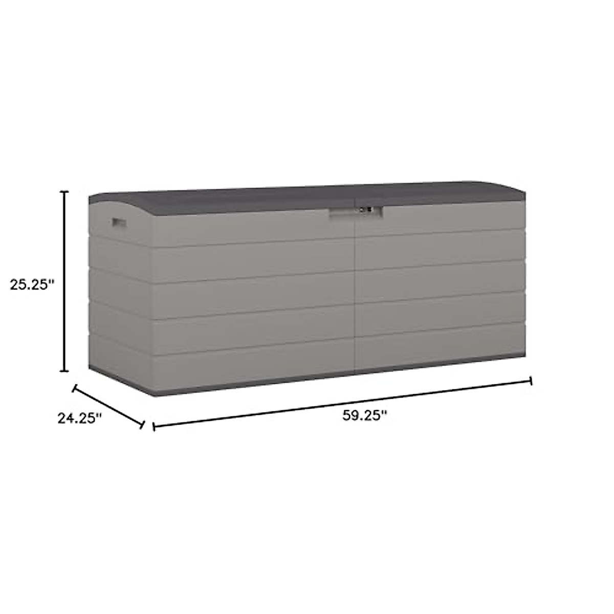 Suncast 120-Gal. All-Weather Patio Deck Box with Pad-Lockable Split Top Lid, Extra-Large Outdoor Storage Unit for Patio Furniture and Grill Tools