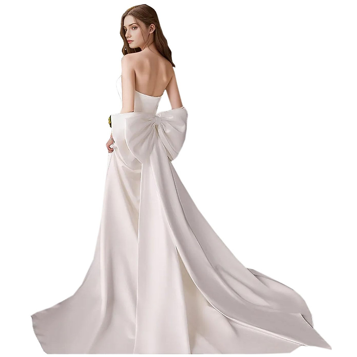 Ayervici Women's Removable Big Bow Train for Wedding Dress Satin Sweep Train for Formal Gowns(Bow:10 Inches *18 Inches) (Black)