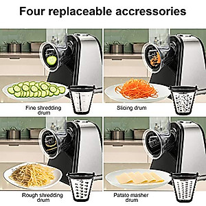 Szikawo Professional Salad Maker Electric Slicer/Shredder with One-Touch Control and 4 Free Attachments for fruits, vegetables, and potato