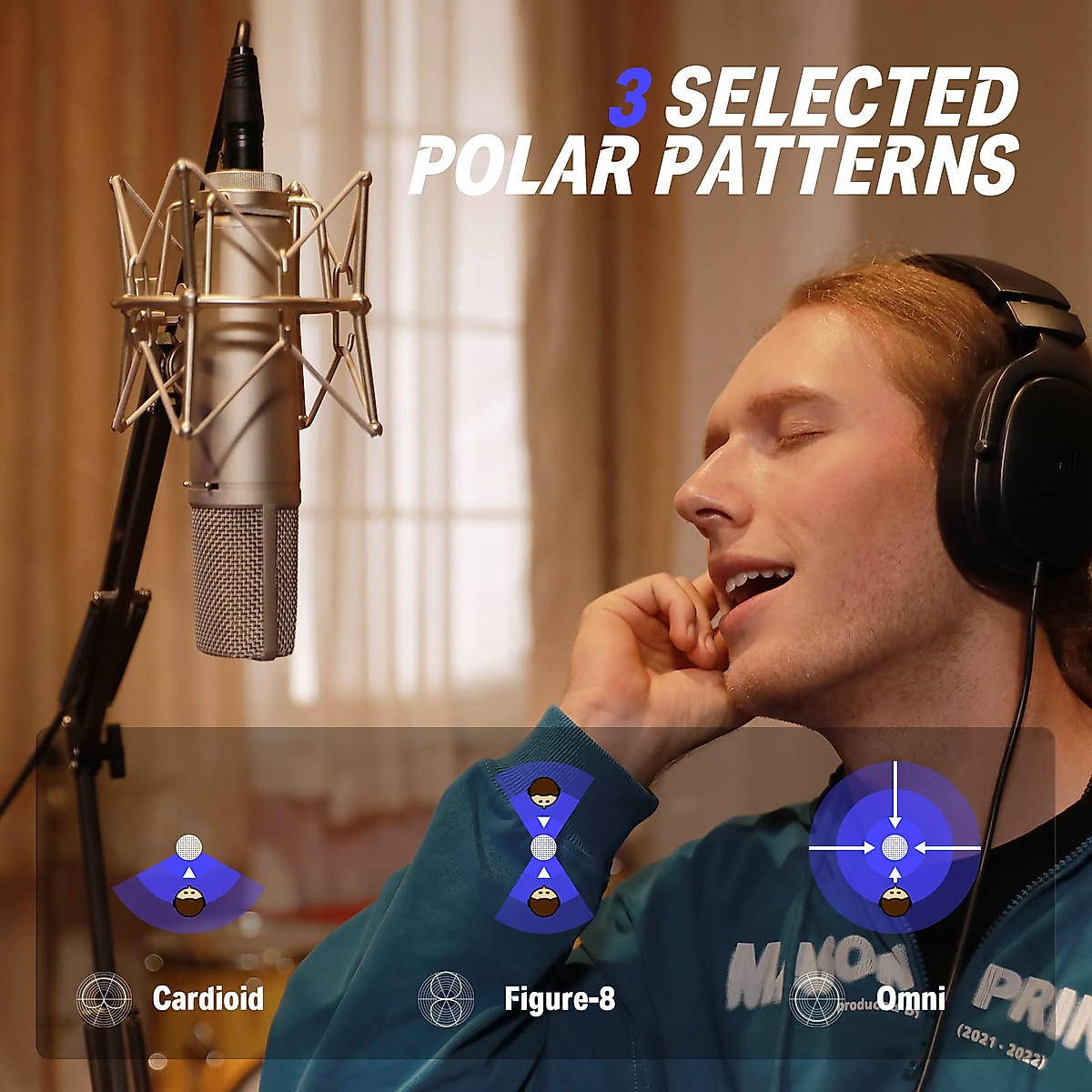 Donner DC-87 XLR Condenser Microphone, 25.4mm Large Diaphragm Studio Microphone, 3 Polar Patterns Recording Mic for Streaming, Podcasting, Broadcast, Vocals, Instrument, Classic Design