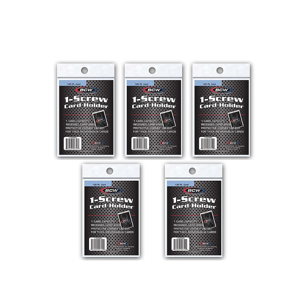 BCW 1 Screw Card Holder - 120 PT. - 5ct | Crystal Clear Polystyrene | Secure Screwdown Design | Ideal for Collectible Card Storage and Display