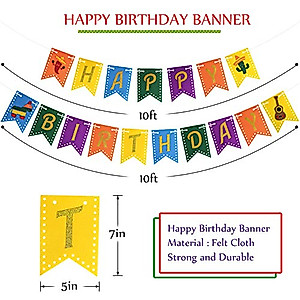 Fiesta Party Decorations, Taco Twosday Birthday Party Happy Birthday Banner Hanging Paper Fans Honeycomb Ball Balloons for Birthday Parties Rainbow Party