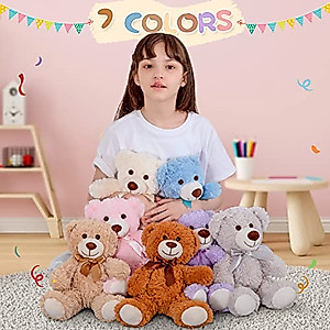 MorisMos 7 Packs Teddy Bears Bulk-14 Inch Bulk Teddy Bear Stuffed Animals in 7 Colors, Plush Teddy Bears Baby Shower for Girl Boy,Small Teddy Bear Stuffed Animals Wholesale for Birthday Christmas