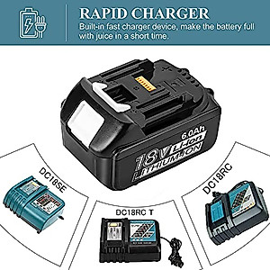2 Packs 18V 6.0Ah BL1860B Battery Replacement for Makita 18v Battery Lithium BL1815 BL1820 BL1830 BL1840 BL1850 LXT-400 Cordless Power Tools Batteries with LED Indicator