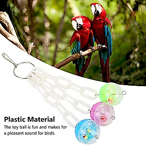 Xirfuni Bird Ball Toys, Plastic Bird Cage Ball Attractive Relieve Anxiety 2 Strings Biting with Hooks for Macaw for Budgie for Cockatiel