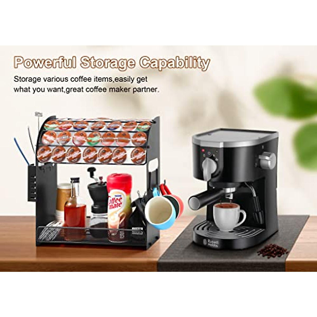 Metal K Cup Holders for Counter by Kinkota, K Cup Organizer, Large Capacity Coffee Pod Holder Coffee Station Organizer, Durable Coffee Bar Accessories