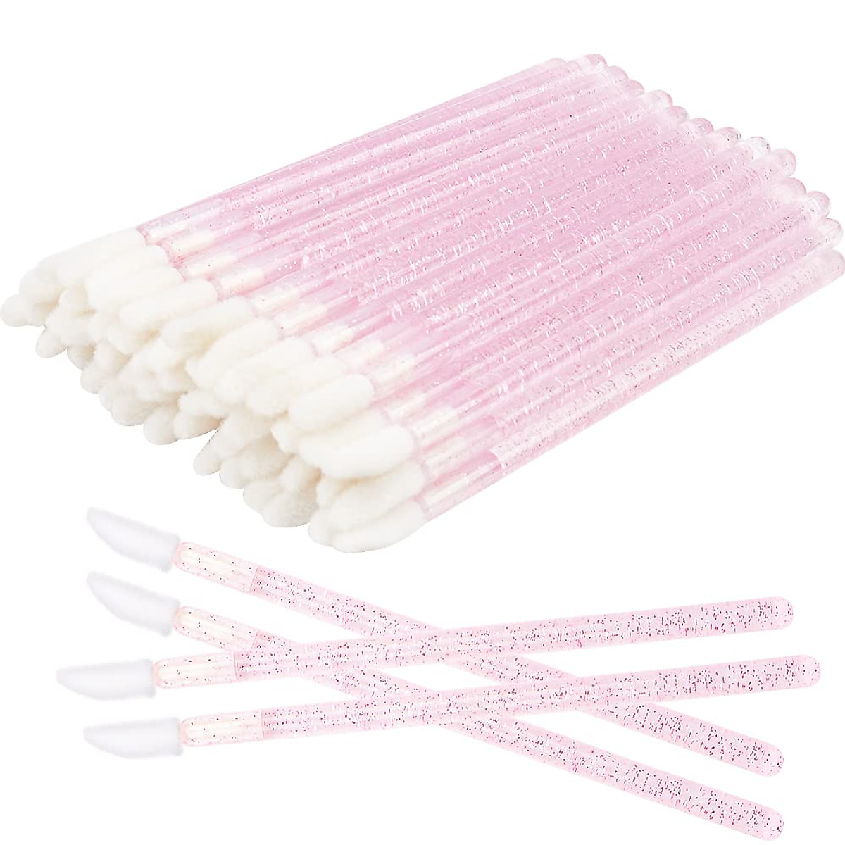 300 PCS Eyelash Extension Supplies Kit, Disposable Micro Swab Brush, Eyebrow Spoolie, Lip Brush, Mascara Wand Applicator (Pink Sets)