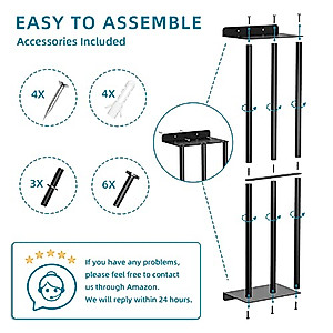 Susswiff Towel Racks for Bathroom, Towel Storage Wall Mounted, Rolled or Folded Towel Holder with 3 Bars, Sturdy and Large Capacity, Matte Black, Suitable for Bathe Towels and Hand Towels