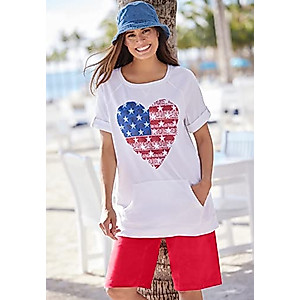 Woman Within Women's Plus Size 7-Day Elastic-Waist Cotton Denim Short - 18 W, Medium Stonewash