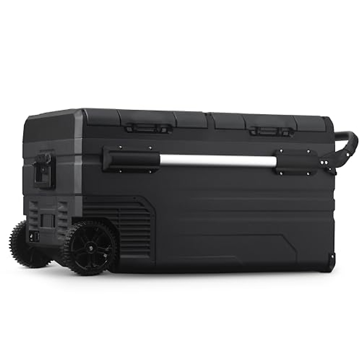 Newair Portable 80 Qt. Electric Car Camping Cooler with 4 Battery Protection Modes, Dual Zone Fridge and Freezer Storage, Retractable Handle, Outdoor Wheels and Rugged Construction